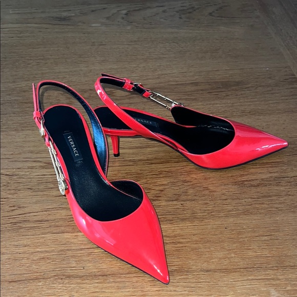 Versace | Shoes | Versace Womens Red Slingback Heels | Poshmark